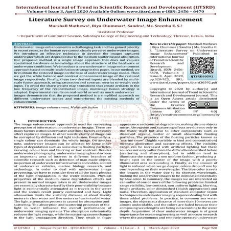 Underwater Image Enhancement | PDF