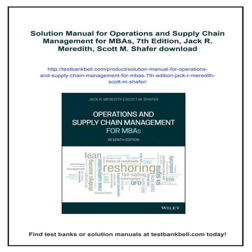 Solution Manual for Operations and Supply Chain Management for MBAs ...
