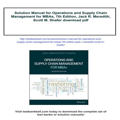 Solution Manual for Operations and Supply Chain Management for MBAs ...