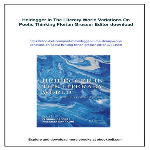 Heidegger In The Literary World Variations On Poetic Thinking Florian ...