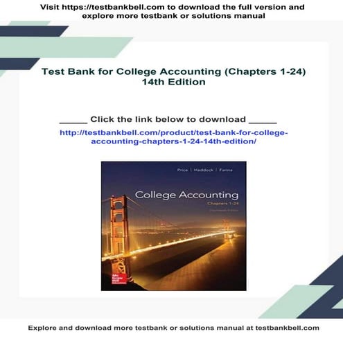 Test Bank for College Accounting (Chapters 1-24) 14th Edition | PDF