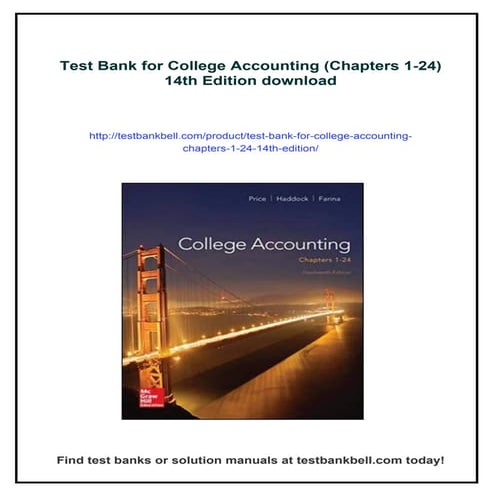 Test Bank for College Accounting (Chapters 1-24) 14th Edition | PDF