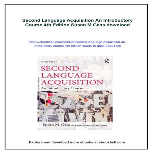 Second Language Acquisition An Introductory Course 4th Edition Susan M ...