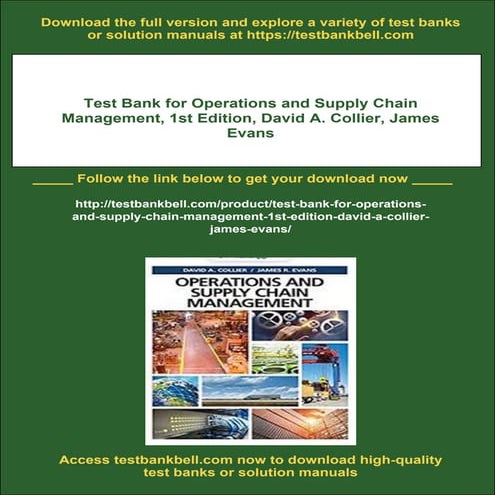 Test Bank for Operations and Supply Chain Management, 1st Edition ...