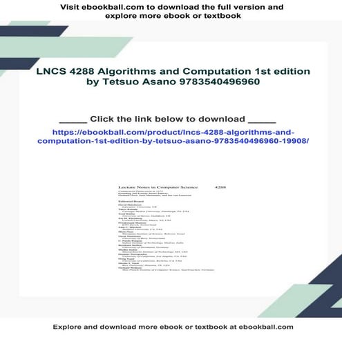 LNCS 4288 Algorithms and Computation 1st edition by Tetsuo Asano ...
