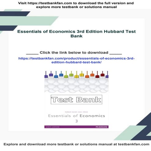 Essentials of Economics 3rd Edition Hubbard Test Bank 2024 scribd ...