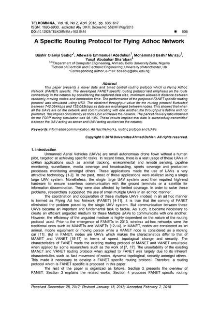 A Specific Routing Protocol For Flying Adhoc Network Pdf