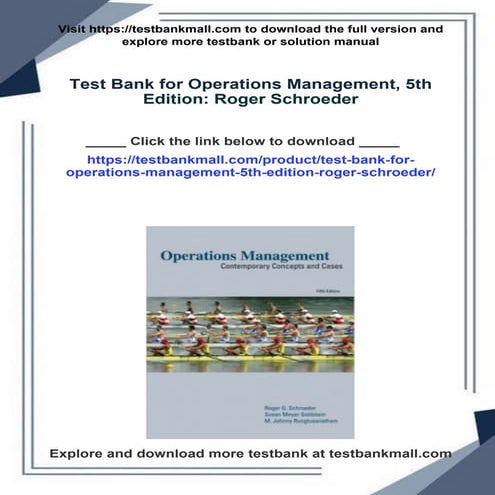 Full download Test Bank for Operations Management, 5th Edition: Roger ...
