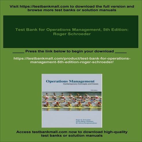 Test Bank for Operations Management, 5th Edition: Roger Schroeder | PDF