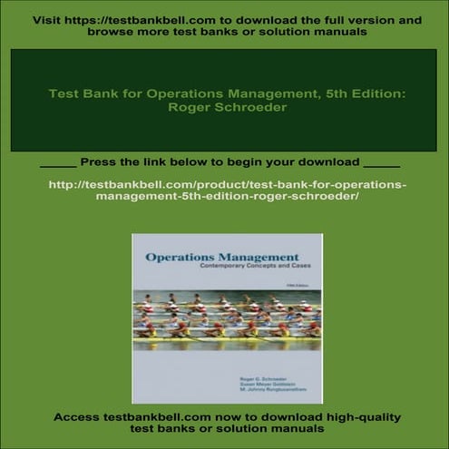 Test Bank for Operations Management, 5th Edition: Roger Schroeder | PDF