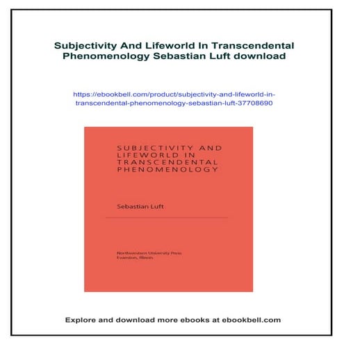 Subjectivity And Lifeworld In Transcendental Phenomenology Sebastian ...