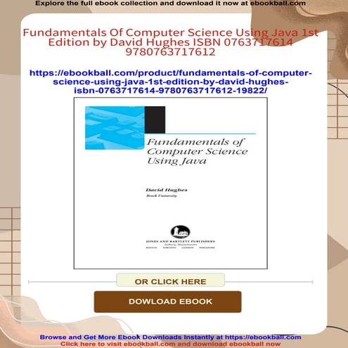 Fundamentals Of Computer Science Using Java 1st Edition by David Hughes ISBN 0763717614 ...