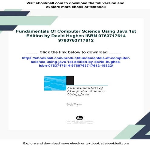 Fundamentals Of Computer Science Using Java 1st Edition by David Hughes ISBN 0763717614 ...