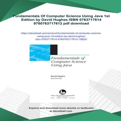 Fundamentals Of Computer Science Using Java 1st Edition by David Hughes ISBN 0763717614 ...