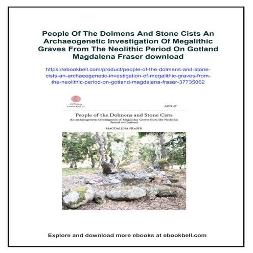 People Of The Dolmens And Stone Cists An Archaeogenetic Investigation ...