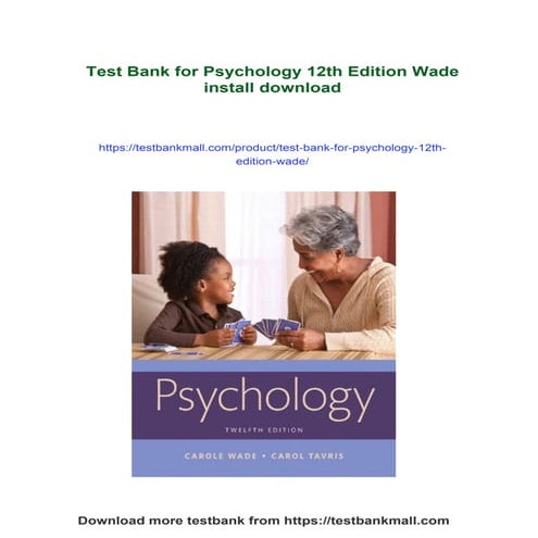 Test Bank for Psychology 12th Edition Wade | PDF