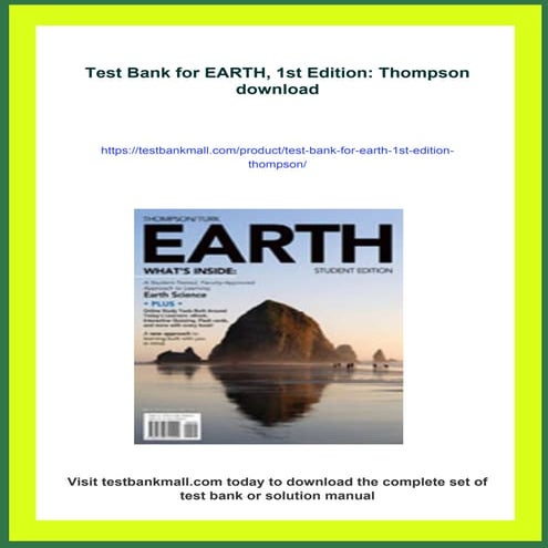 Test Bank for EARTH, 1st Edition: Thompson | PDF