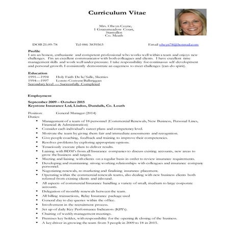 Olwyn Coyne - CV | PDF