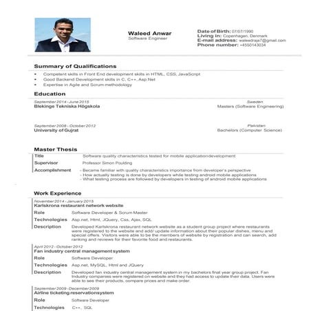 Waleed Anwar CV denmark | PDF