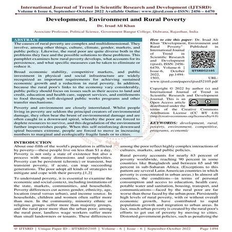 Development, Environment and Rural Poverty | PDF | Government Support ...