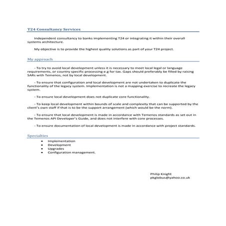 T24 Consultancy | PDF