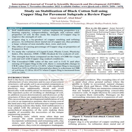 Study on Stabilization of Black Cotton Soil using Copper Slag for ...