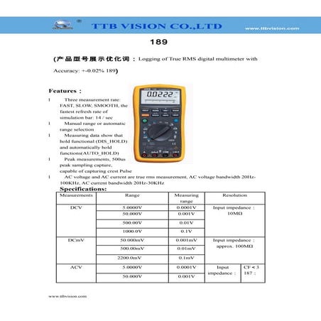189 specification- www.ttbvs.com