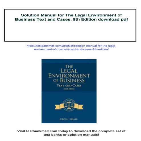 Solution Manual for The Legal Environment of Business Text and Cases ...