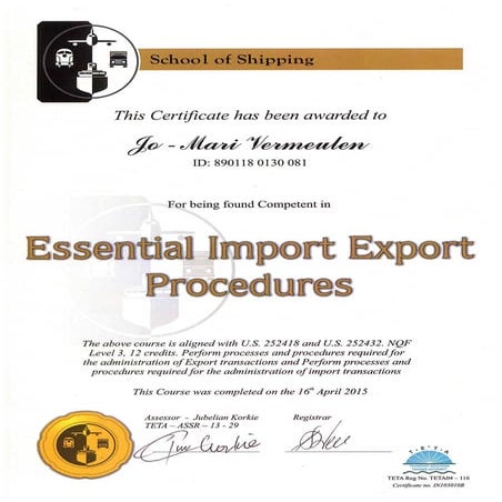 School of Shipping Import Export Procedures | PDF