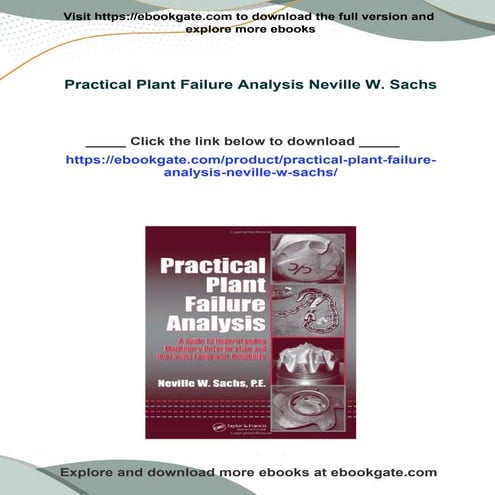 [FREE PDF sample] Practical Plant Failure Analysis Neville W. Sachs ...