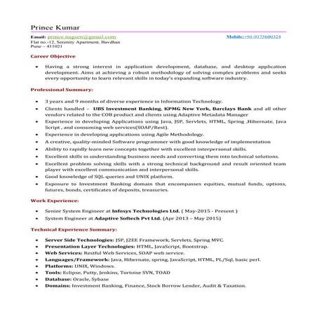 Prince_Kumar_JAVA_Developer | PDF