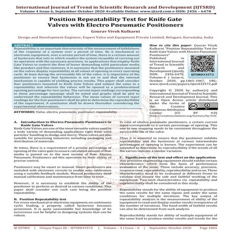Position Repeatability Test for Knife Gate Valves with Electro ...