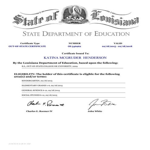 LA Teacher License | PDF