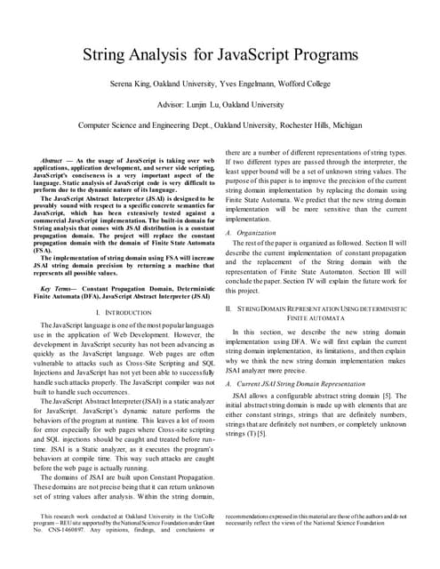 String Analysis For Javascript Programs Pdf