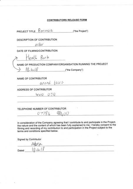 Contributors Release Form 1 | PDF