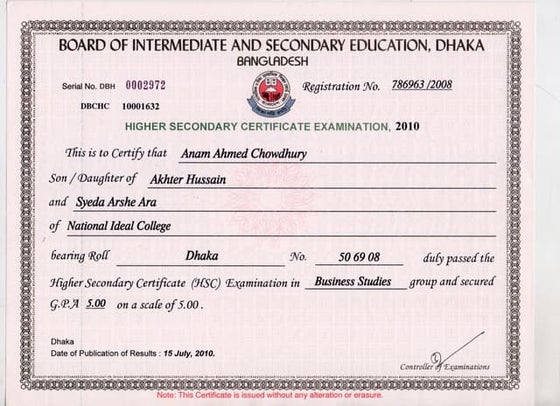 HSC Certificate | PDF