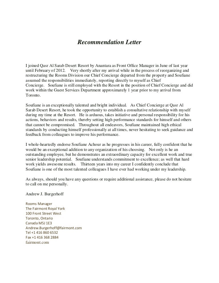 Recommendation Letter