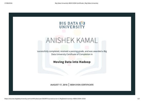 Big Data University Bd0111en Certificate Big Data University Ppt 7645