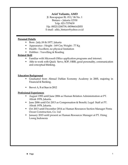 cv chika | DOC | Human Resources | Business