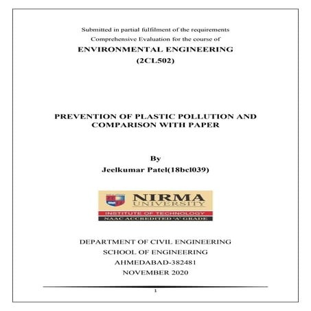 Prevention Of Plastic Pollution And Comparison With Paper | PDF