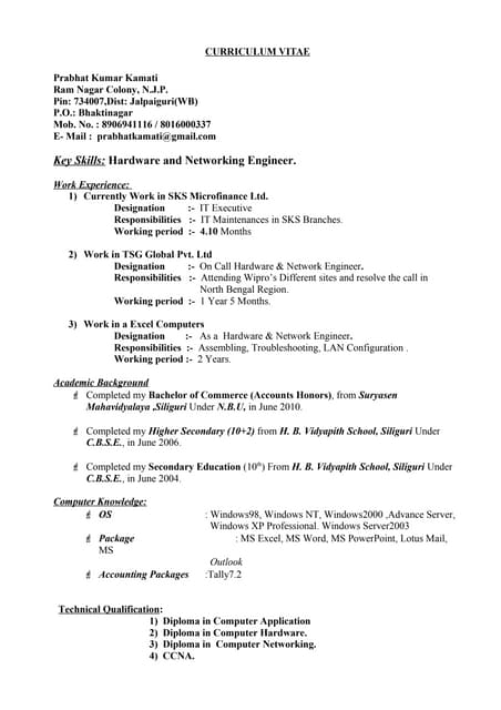 Bd jobs (currivulam vita (cv) | DOC | Technology & Computing