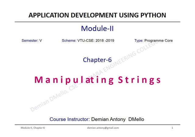 Python Programming Adp Vtu Cse 18cs55 Module 2 Chapter 6 Ppt 8598