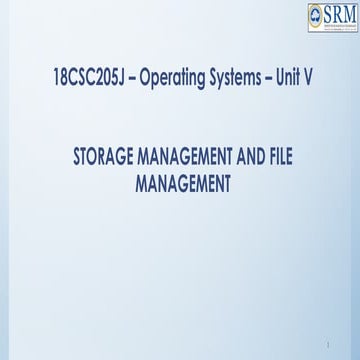 18CSC205J Operating Systemkooks-Unit-5.pptx