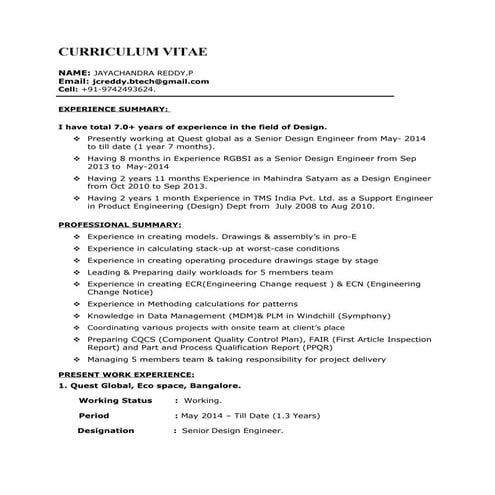 CHANDRU RESUME DESIGN | DOC
