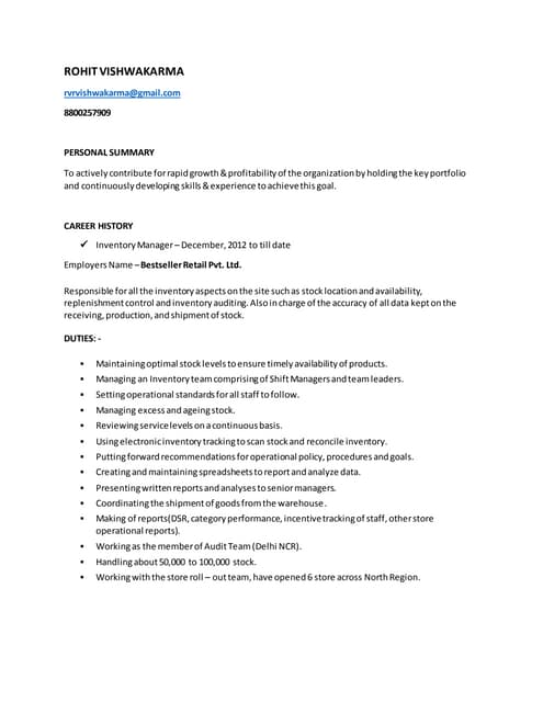 Store-Incharge-Resume | PDF