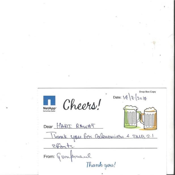 NetApp appreciation Note | PDF