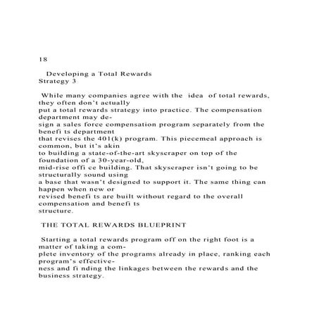 18 Developing a Total Rewards Strategy 3 While man.docx