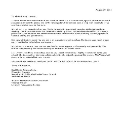 Letter of Recommendation for Flanna Kimmick | DOC