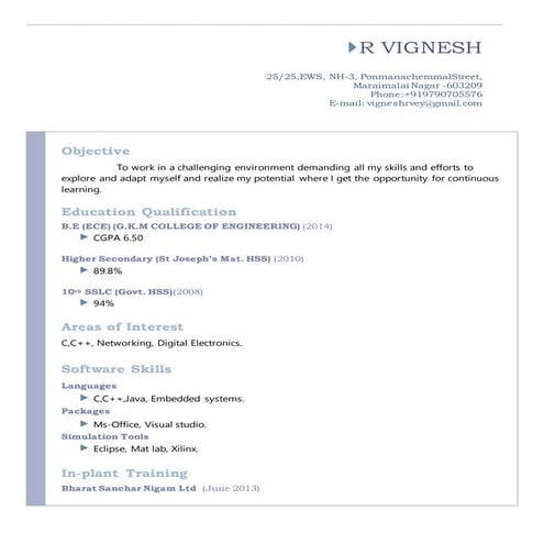 vignesh updated cv | DOCX