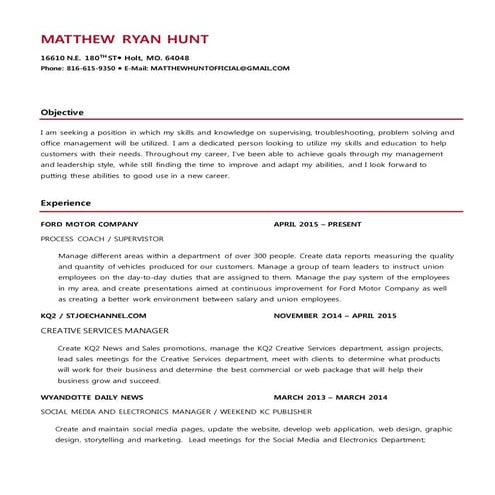 MATTHEW HUNT RESUME | PDF